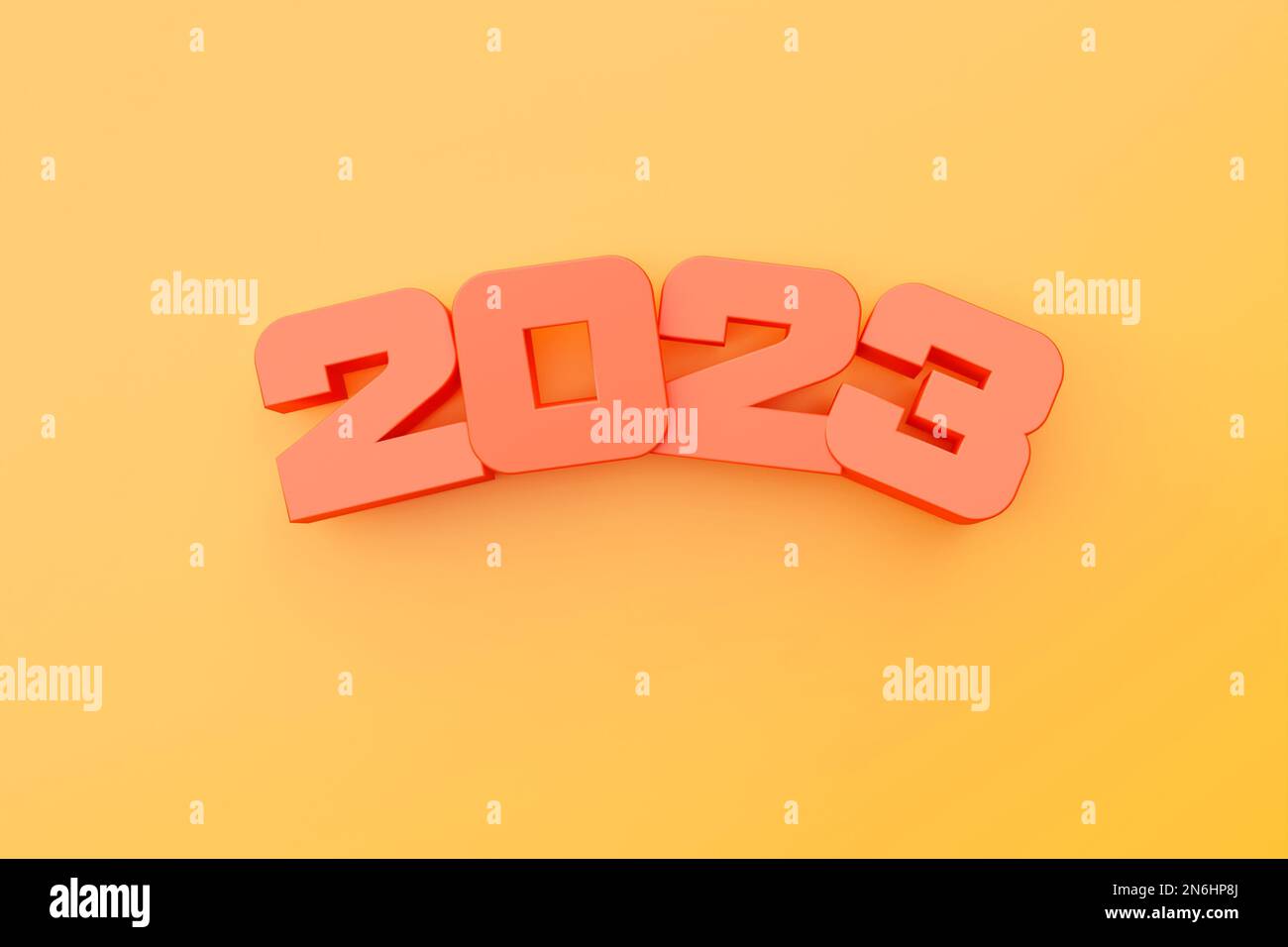 3D illustration inscription 2023 on a yellow background. Changeability ...