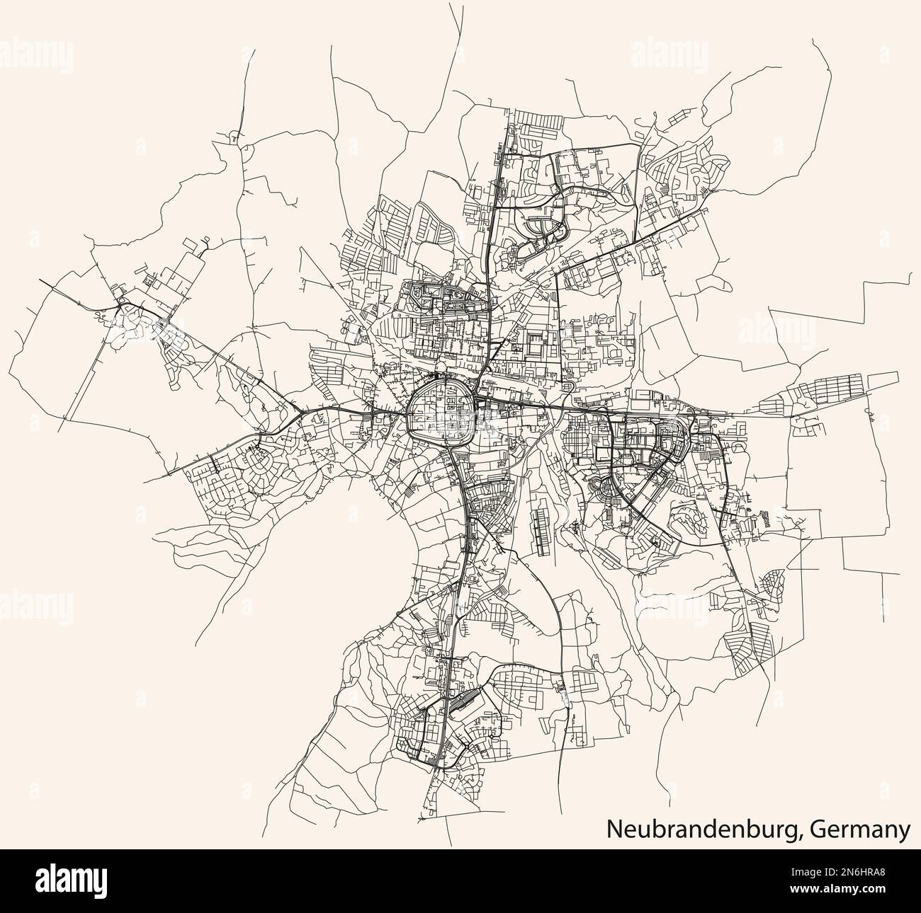 Street roads map of NEUBRANDENBURG, GERMANY Stock Vector Image & Art ...