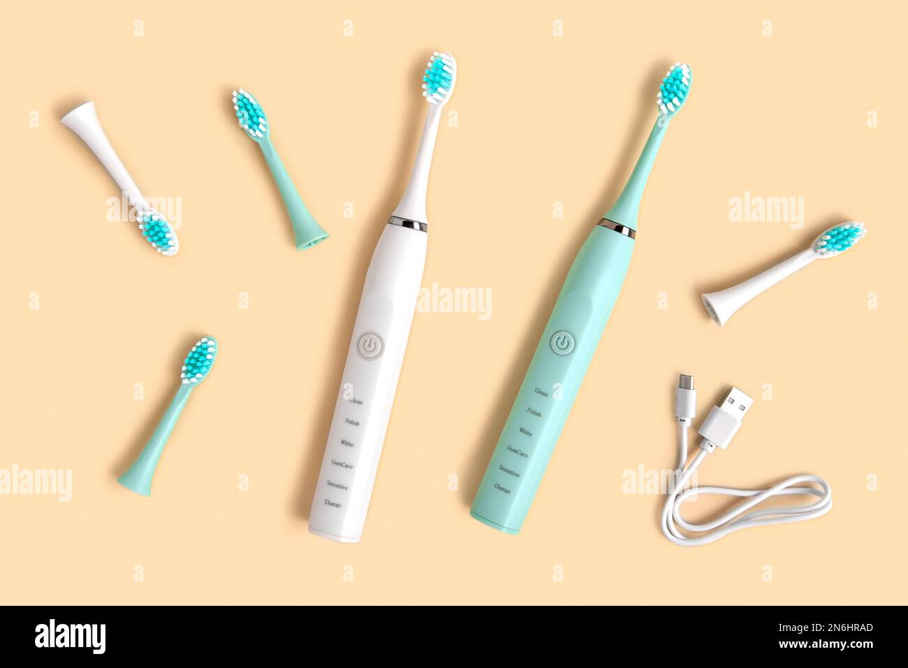 Electric Toothbrush. Top View, Flat Lay, Copy Space. Dental Care ...