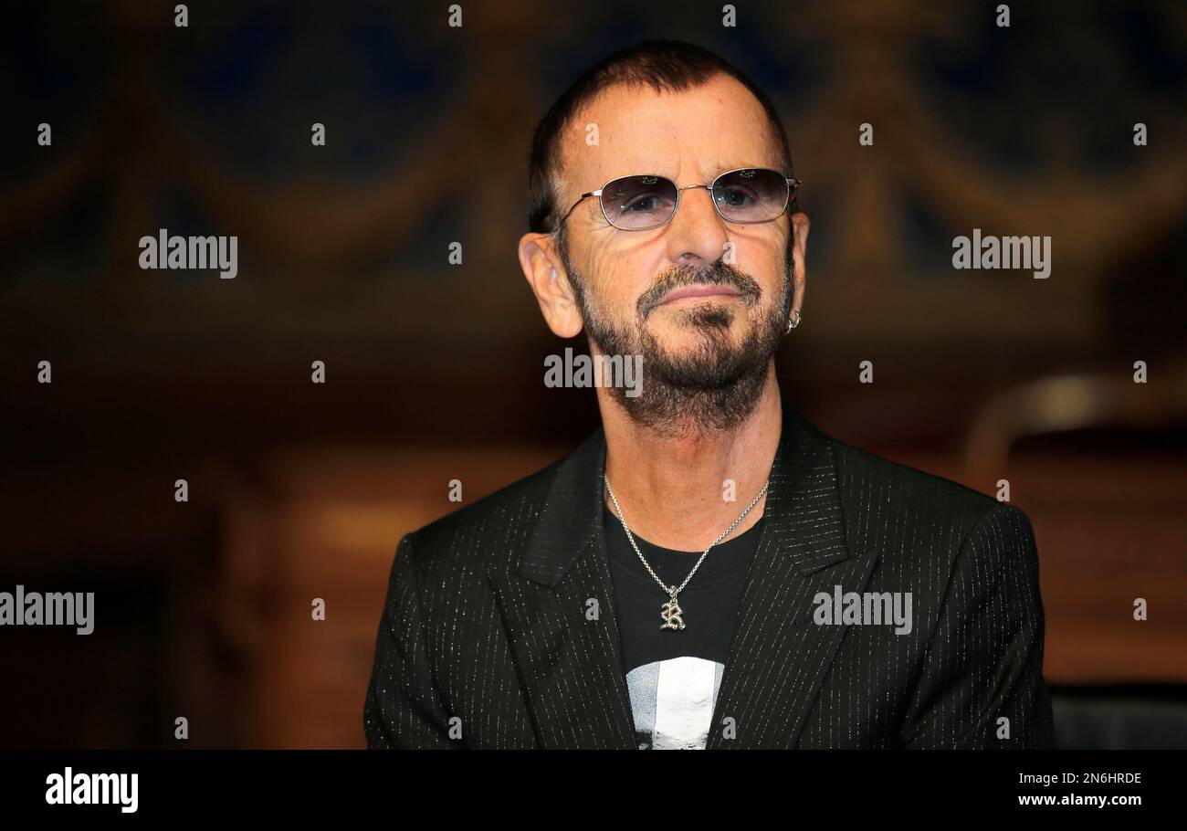 English musician, singer, songwriter and actor, Ringo Starr poses ...