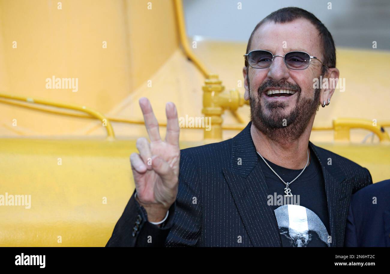 English musician, singer, songwriter and actor, Ringo Starr poses near ...
