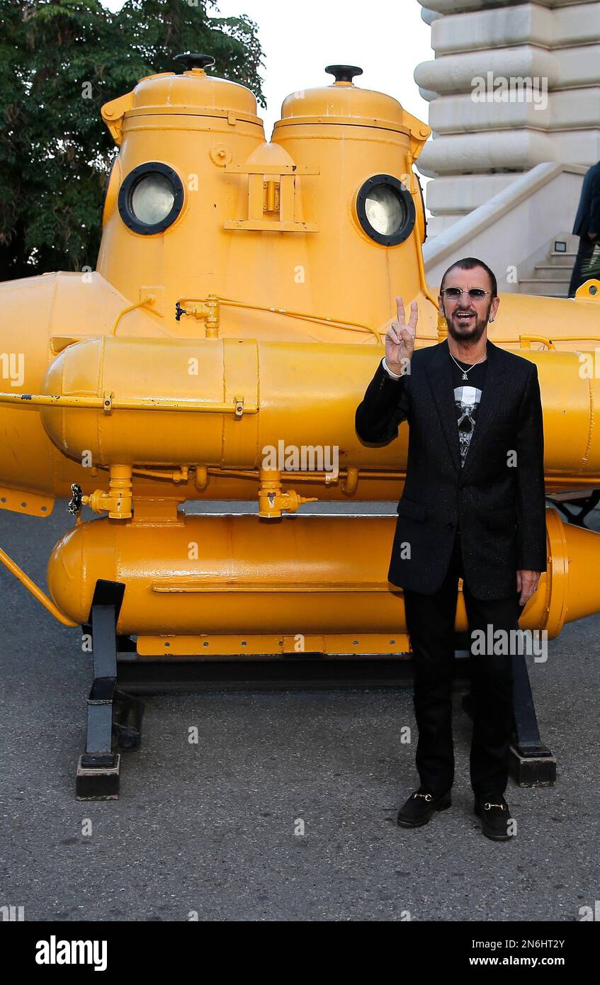 English musician, singer, songwriter and actor, Ringo Starr poses near ...
