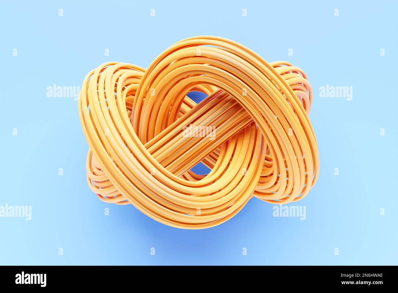 3D illustration of a yellow node. Fantastic shape .Simple geometric ...