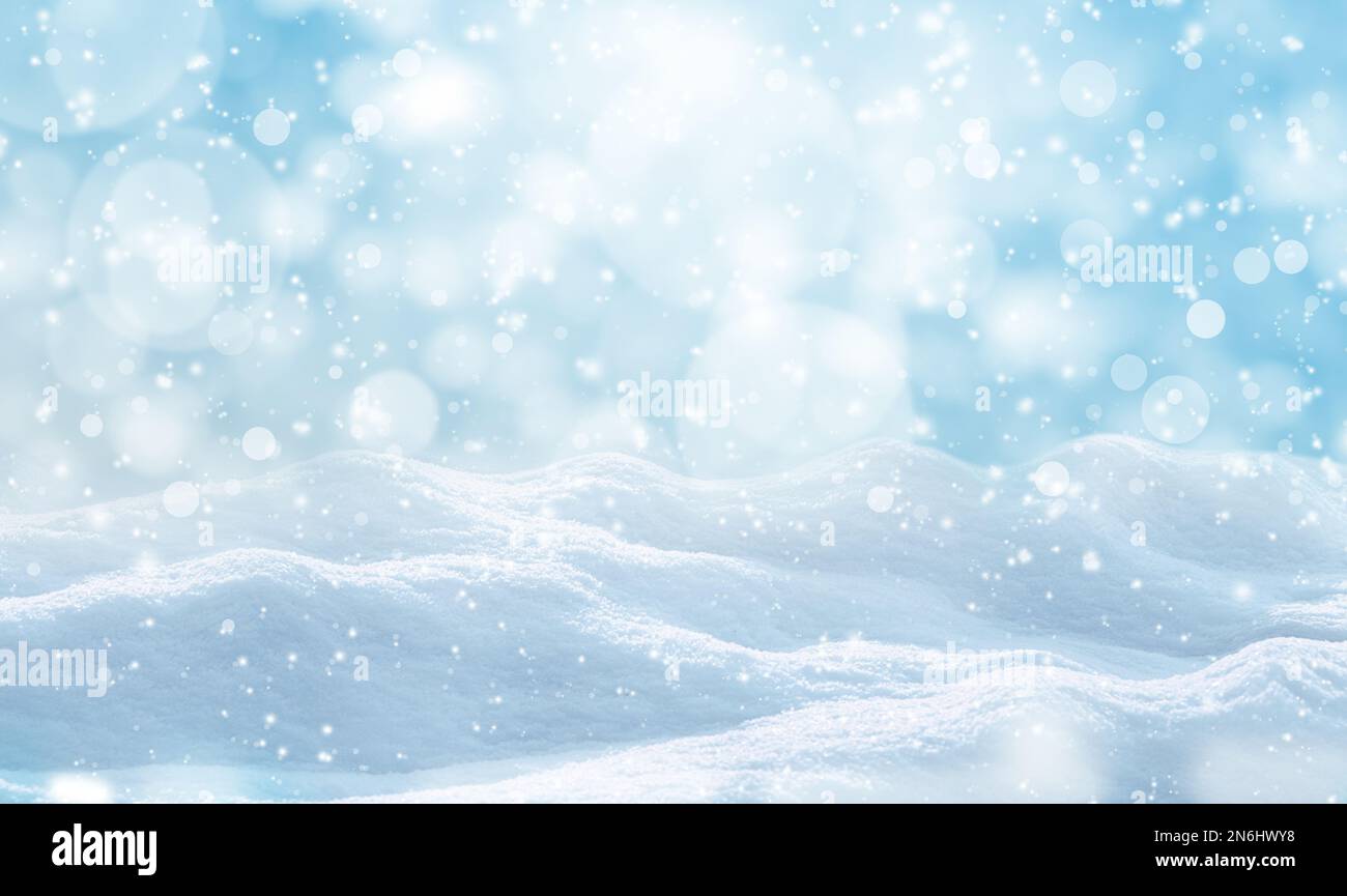 Winter card design. Beautiful fluffy snow outdoors Stock Photo - Alamy