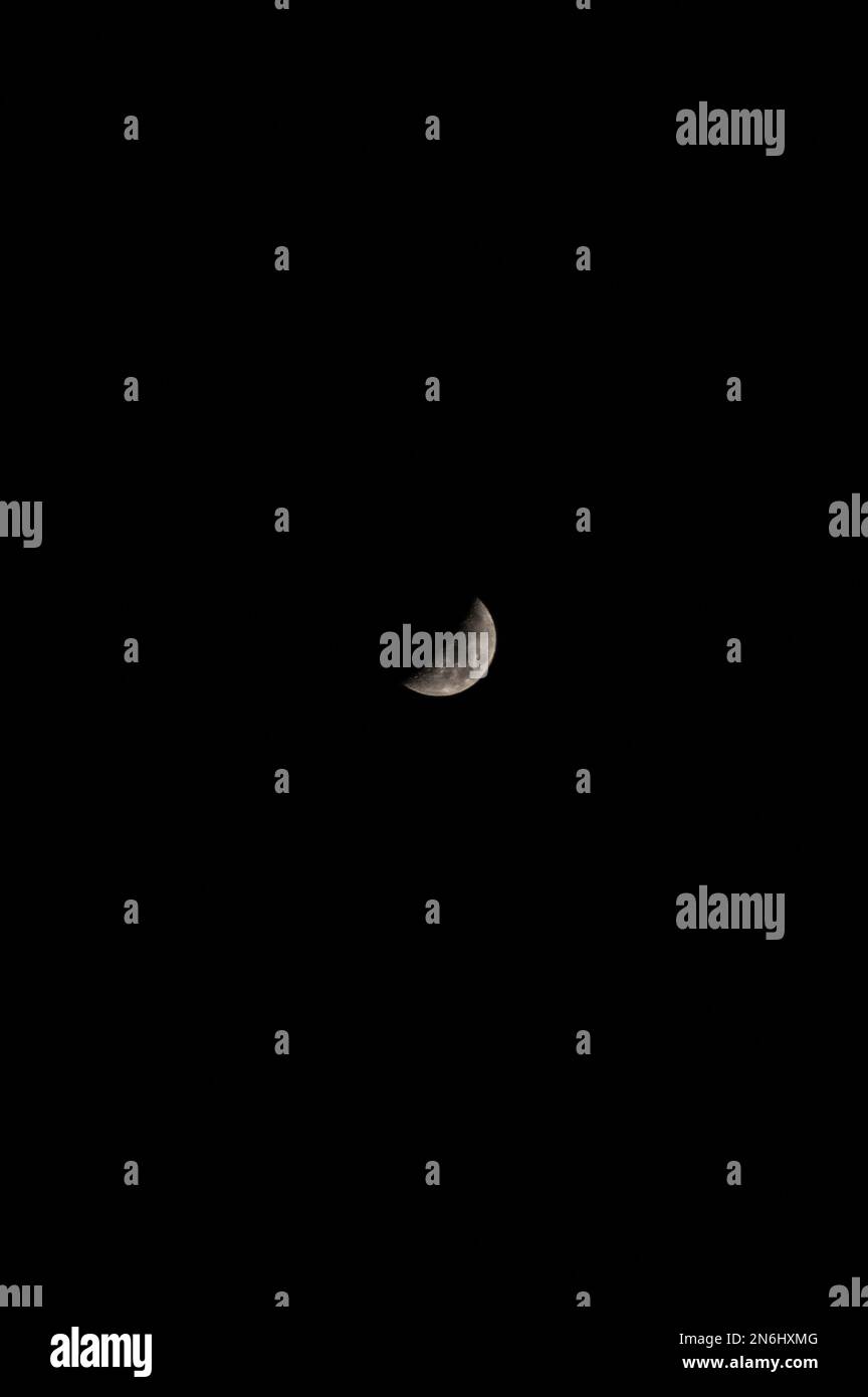 A vertical scenic shot of a crescent moon in dark space, backgrounds ...