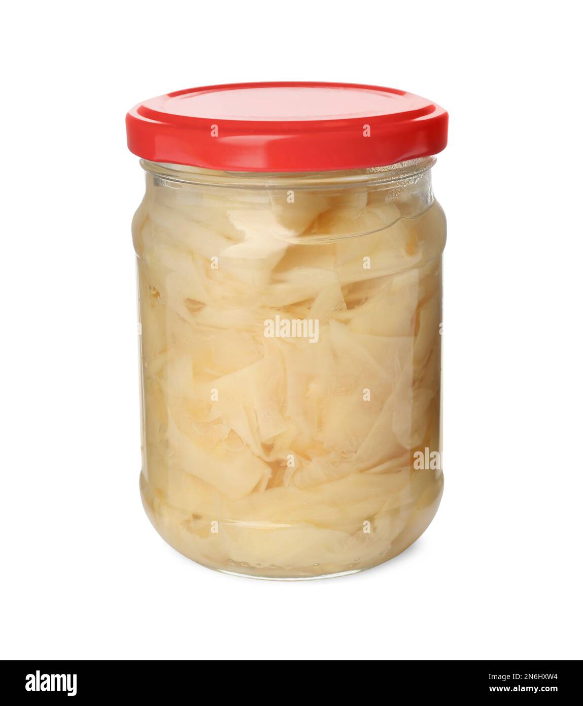 Pickled ginger in jar isolated on white Stock Photo - Alamy
