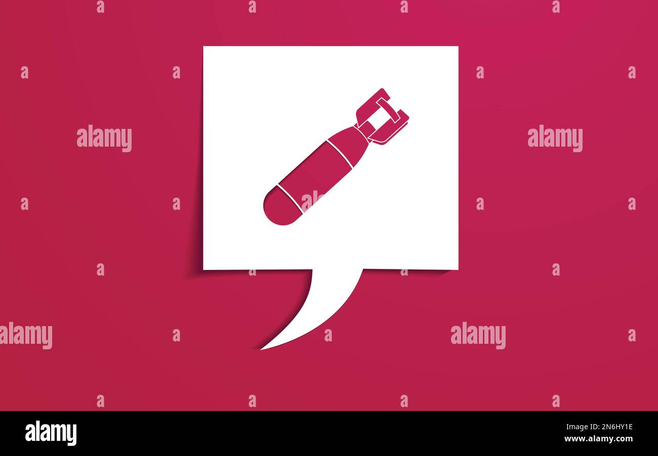 speech bubble with flying bomb symbol. Hazard warning Stock Vector ...