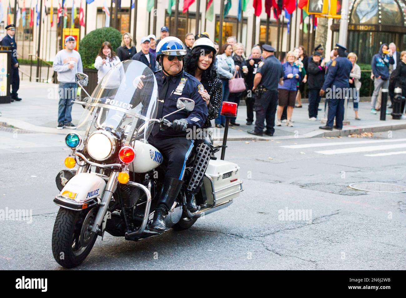Cher arrives by police motorcycle for her performance on NBC's "Today ...