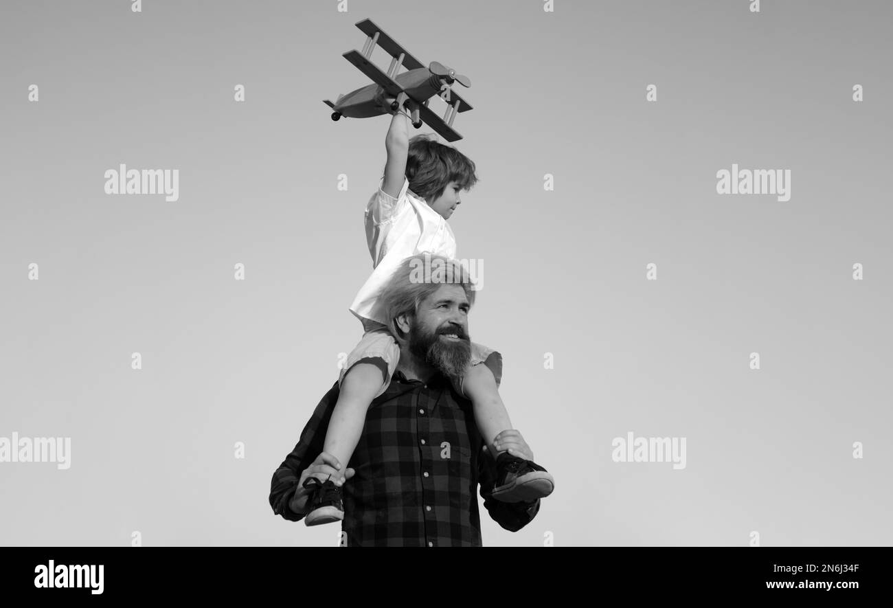 Father son enjoying outdoor Black and White Stock Photos & Images - Alamy