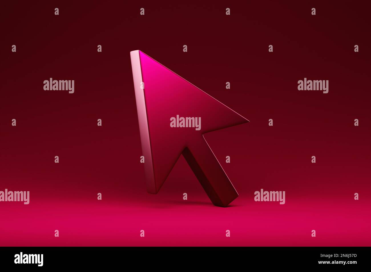 Magenta transparent cursor icon 3d rendering isolated on monocrome ...