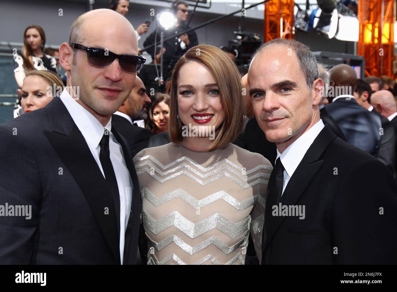 From left, Corey Stoll, Michael Kelly and Kristen Connolly arrives at ...