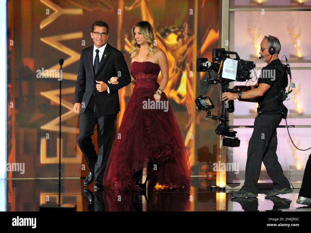 From left, Academy Chairman and CEO Bruce Rosenblum and Kaley Cuoco ...