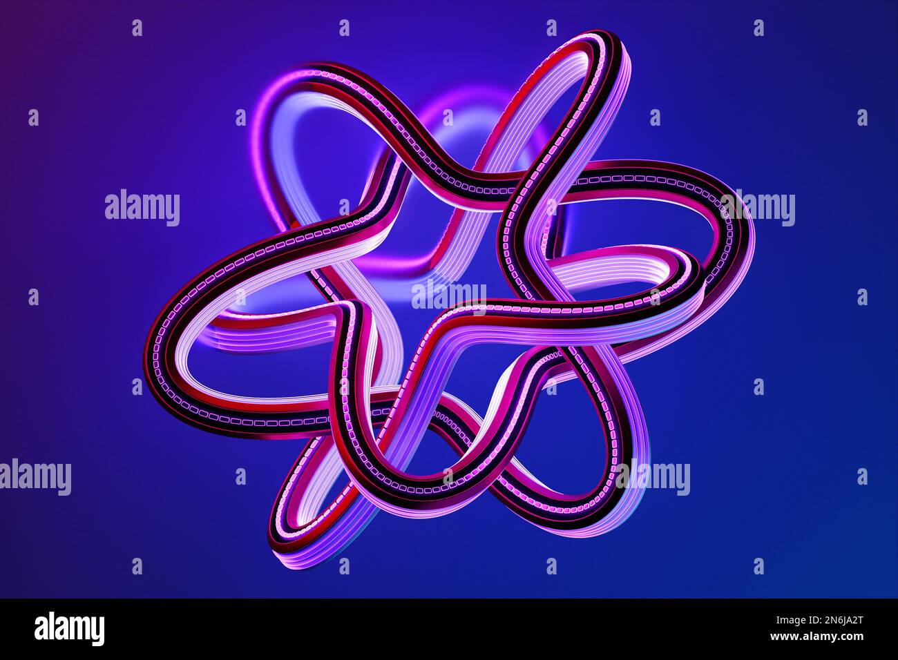 Abstract dynamic shape with ilghting smooth edges, sides. 3D ...
