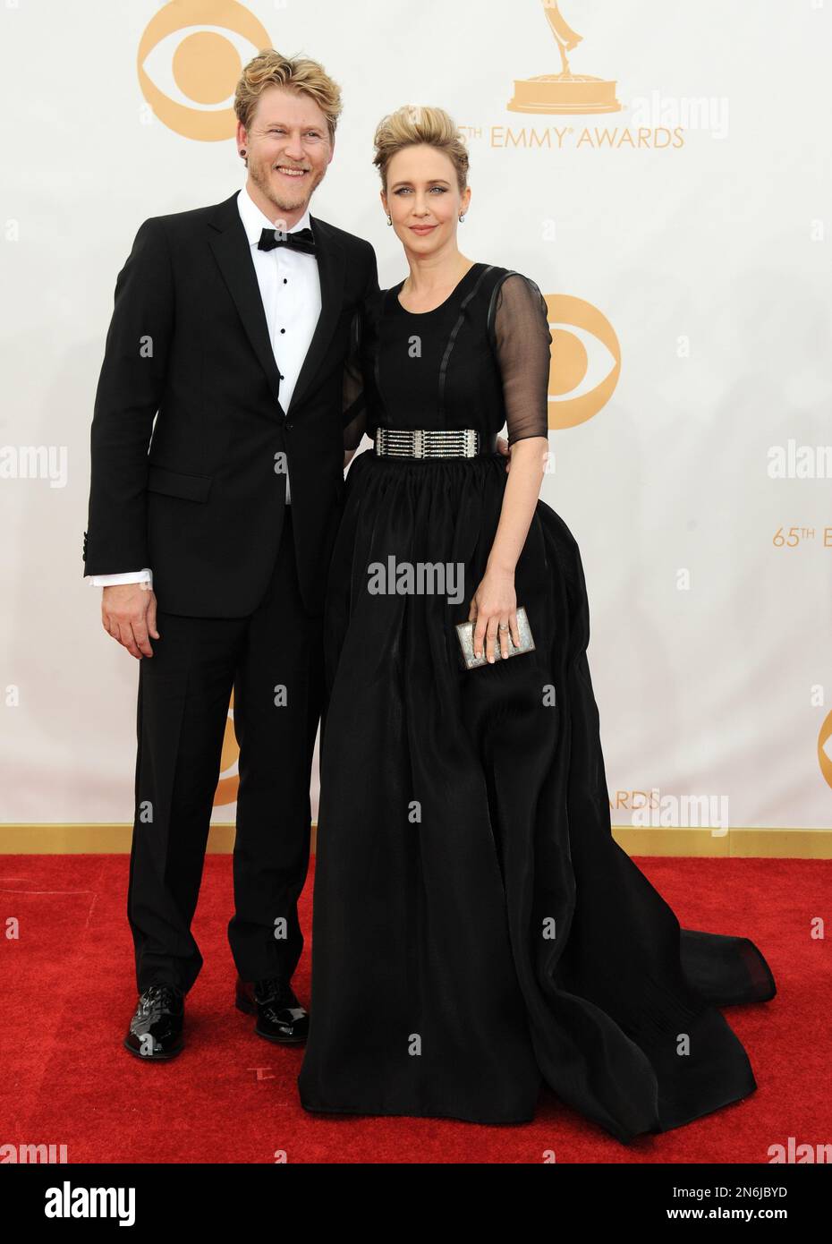 Vera Farmiga, right, and guest arrive at the 65th Primetime Emmy Awards ...
