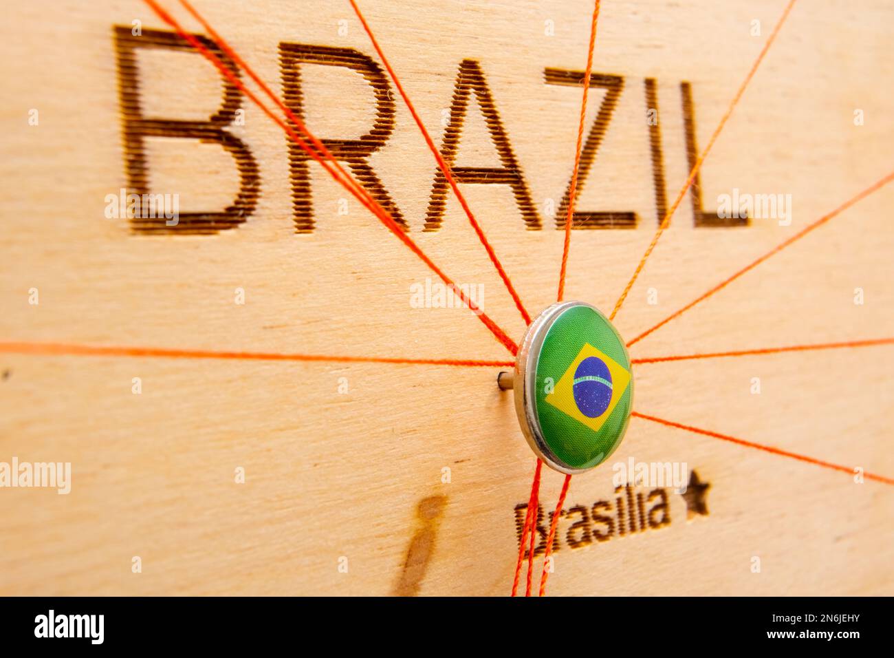 Brazil flag pins and red thread for traveling and planning trips ...