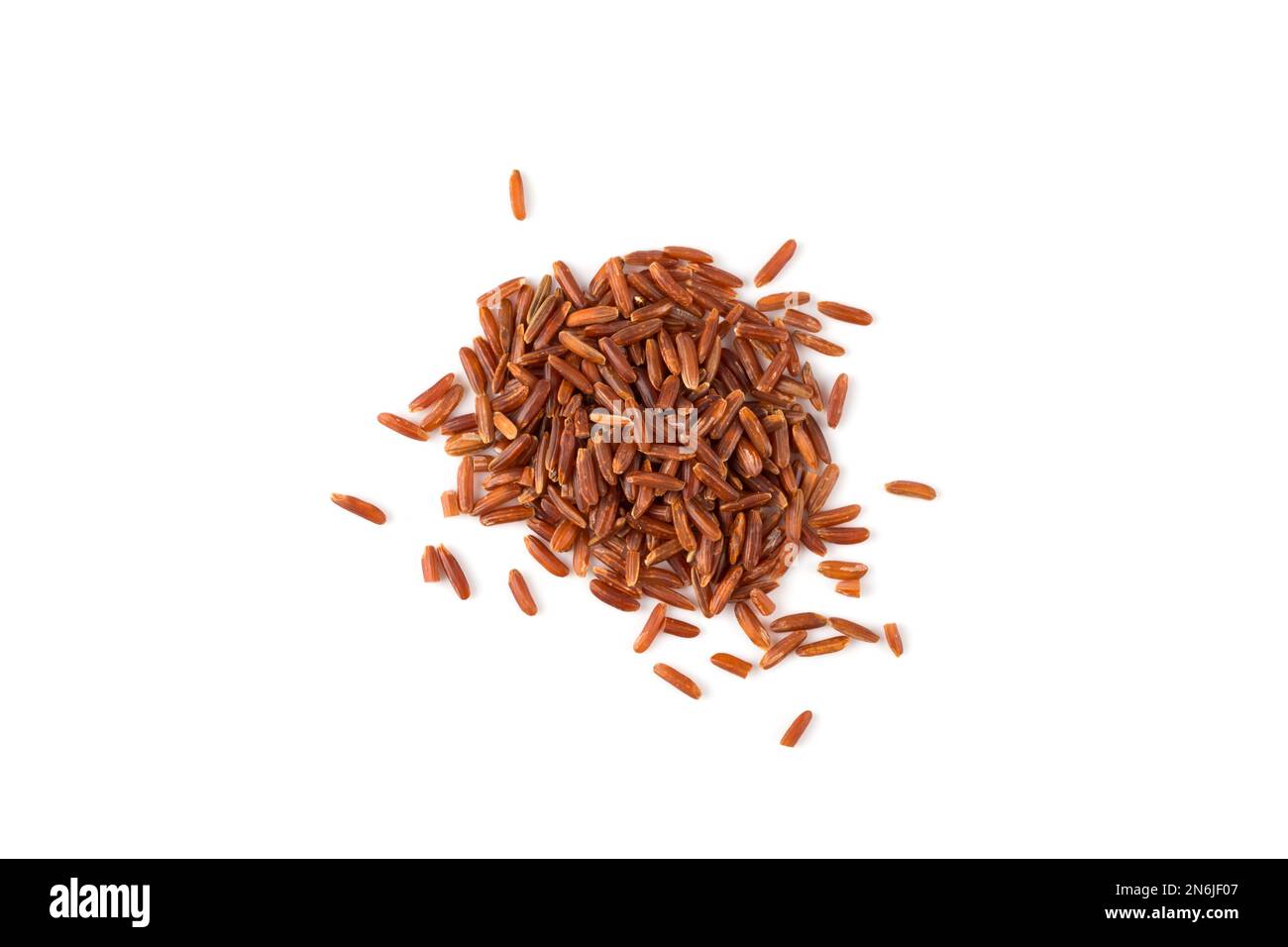 Red rice closeup on white, top view, food background Stock Photo - Alamy