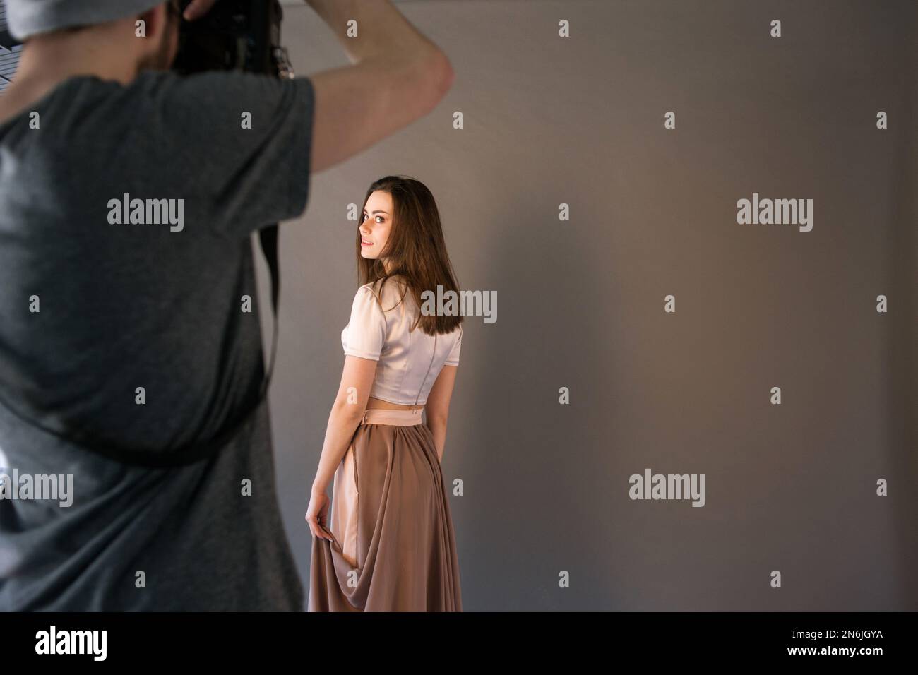 Professional shooting in prom dress Stock Photo - Alamy