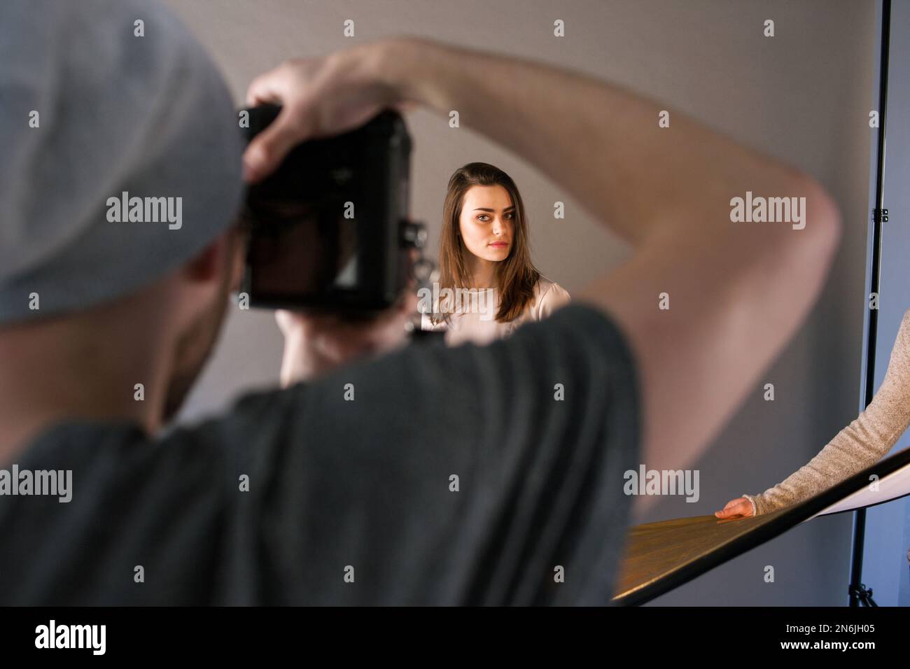 Backstage of professional studio photo session Stock Photo - Alamy