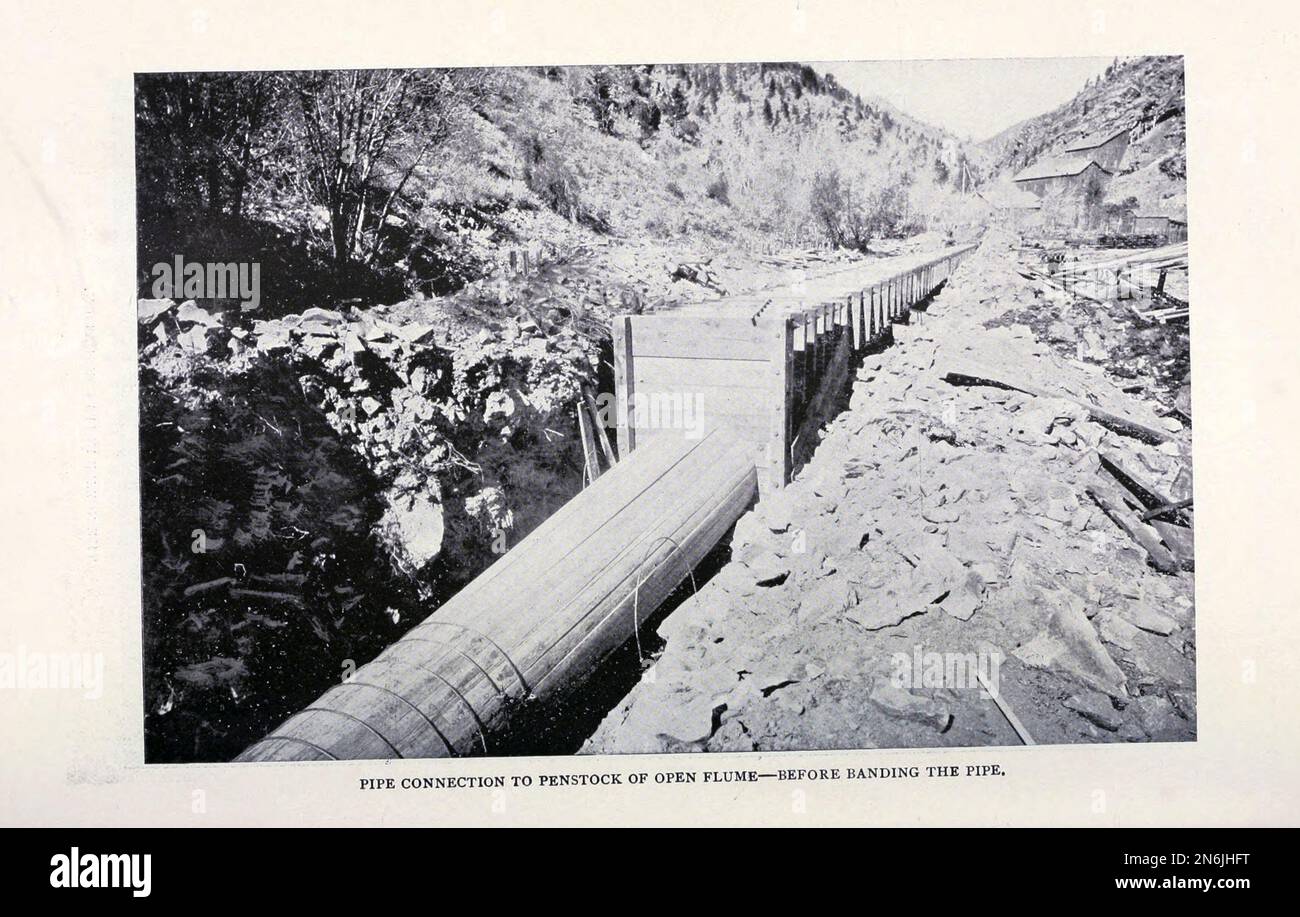 pipe connection to penstock of open flume Before banding the pipe from ...