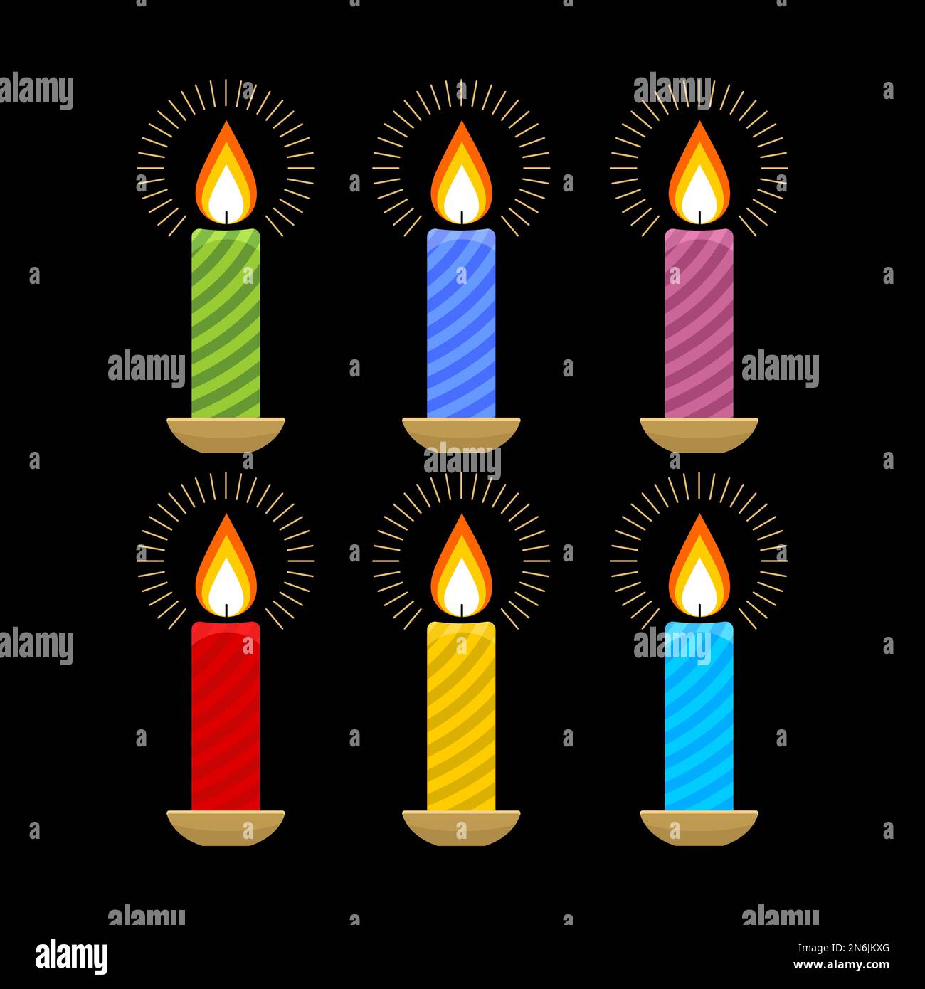Vector illustration. Set of bright and festive candles for design Stock ...