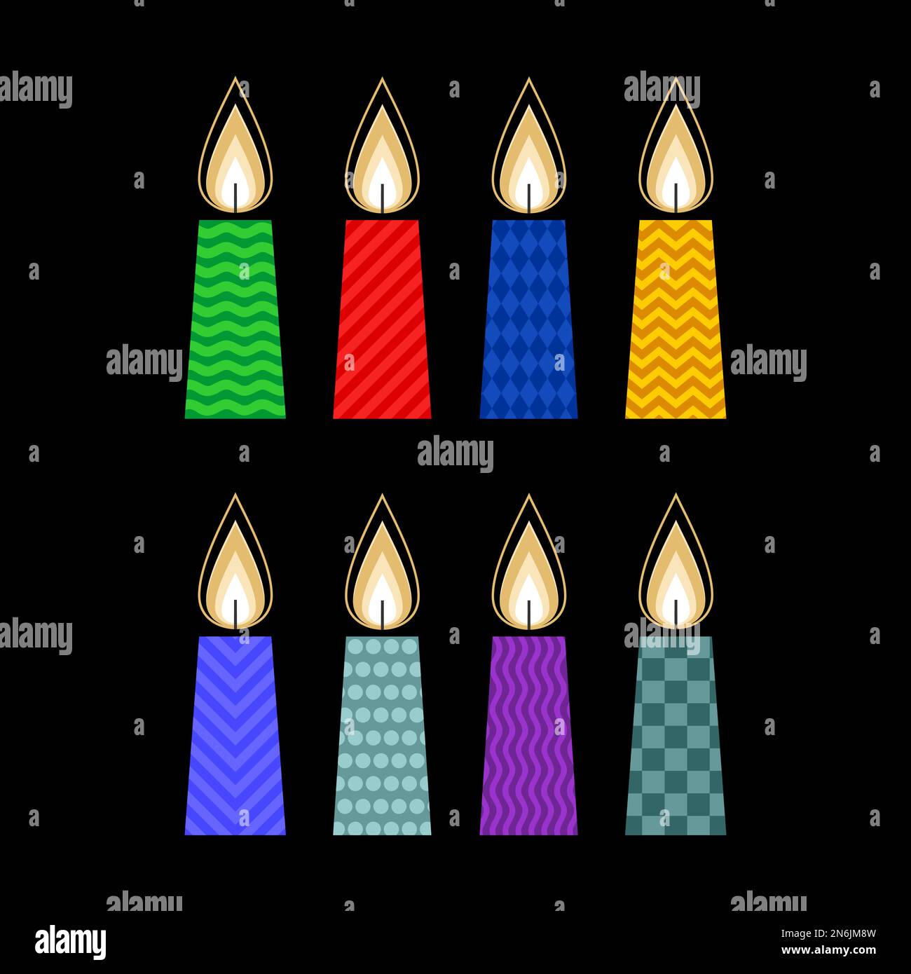 Vector illustration. Set of bright and festive candles for design Stock ...
