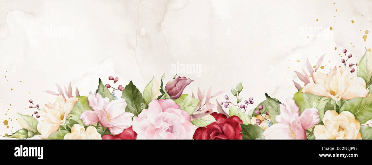 Abstract background design with colorful rose flowers bouquet on beige ...
