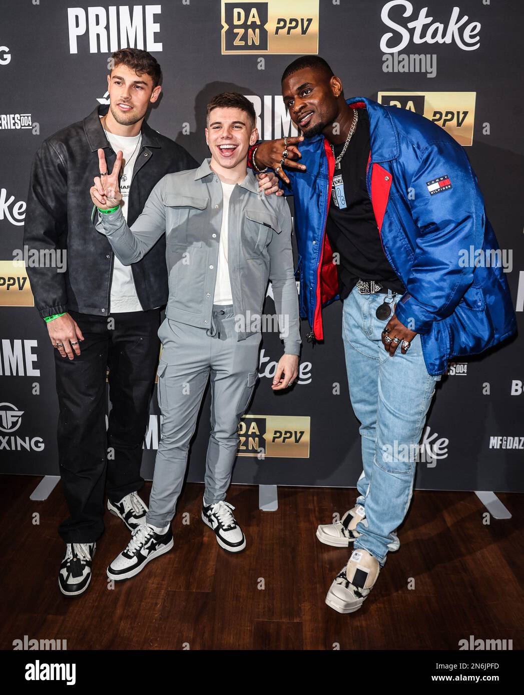 Andrew Le Page, George Baggs and Dami Hope seen attending the KSI vs ...