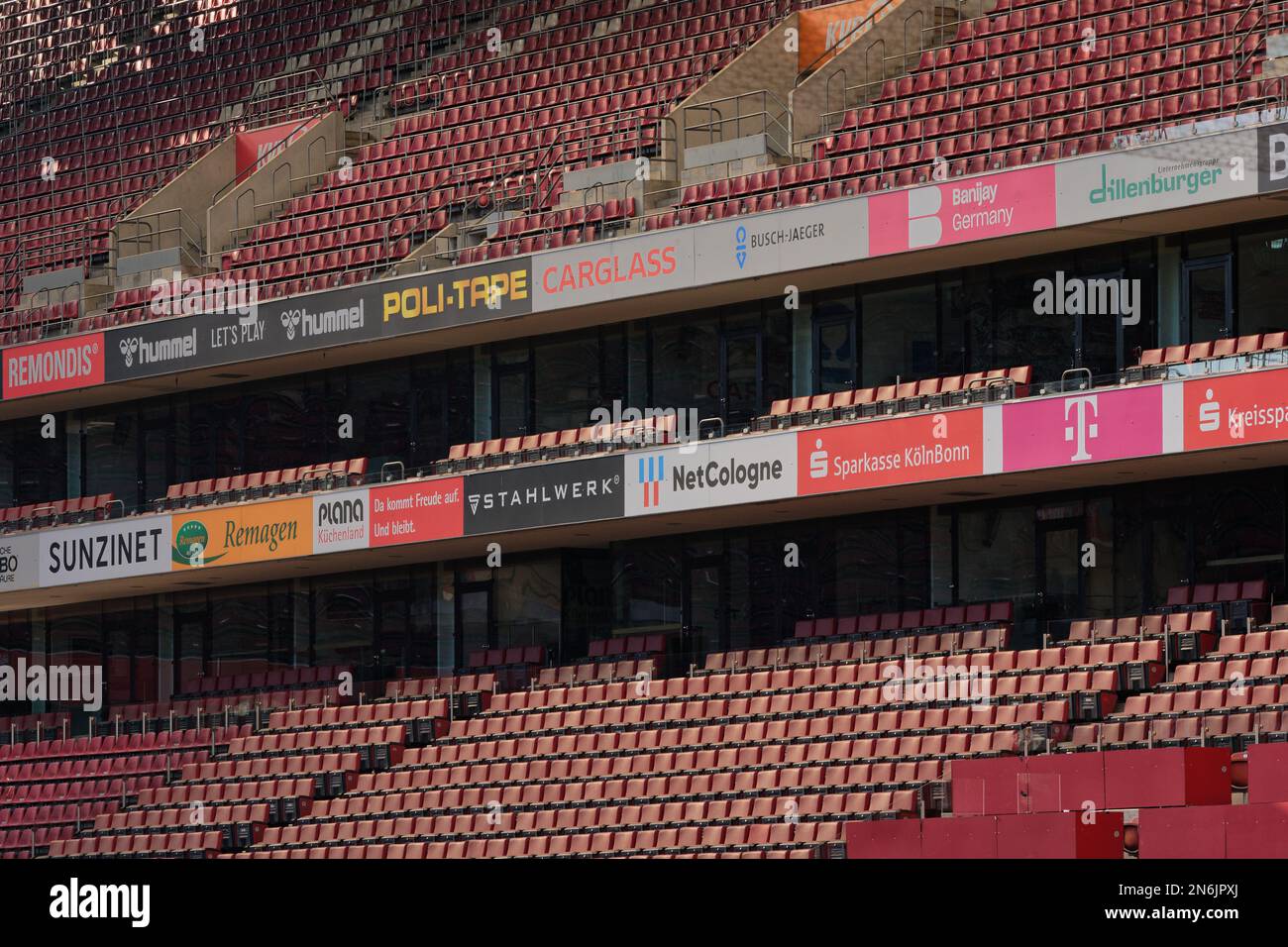 Cologne, Germany, February 07 2023 : rows of empty seats in the soccer ...