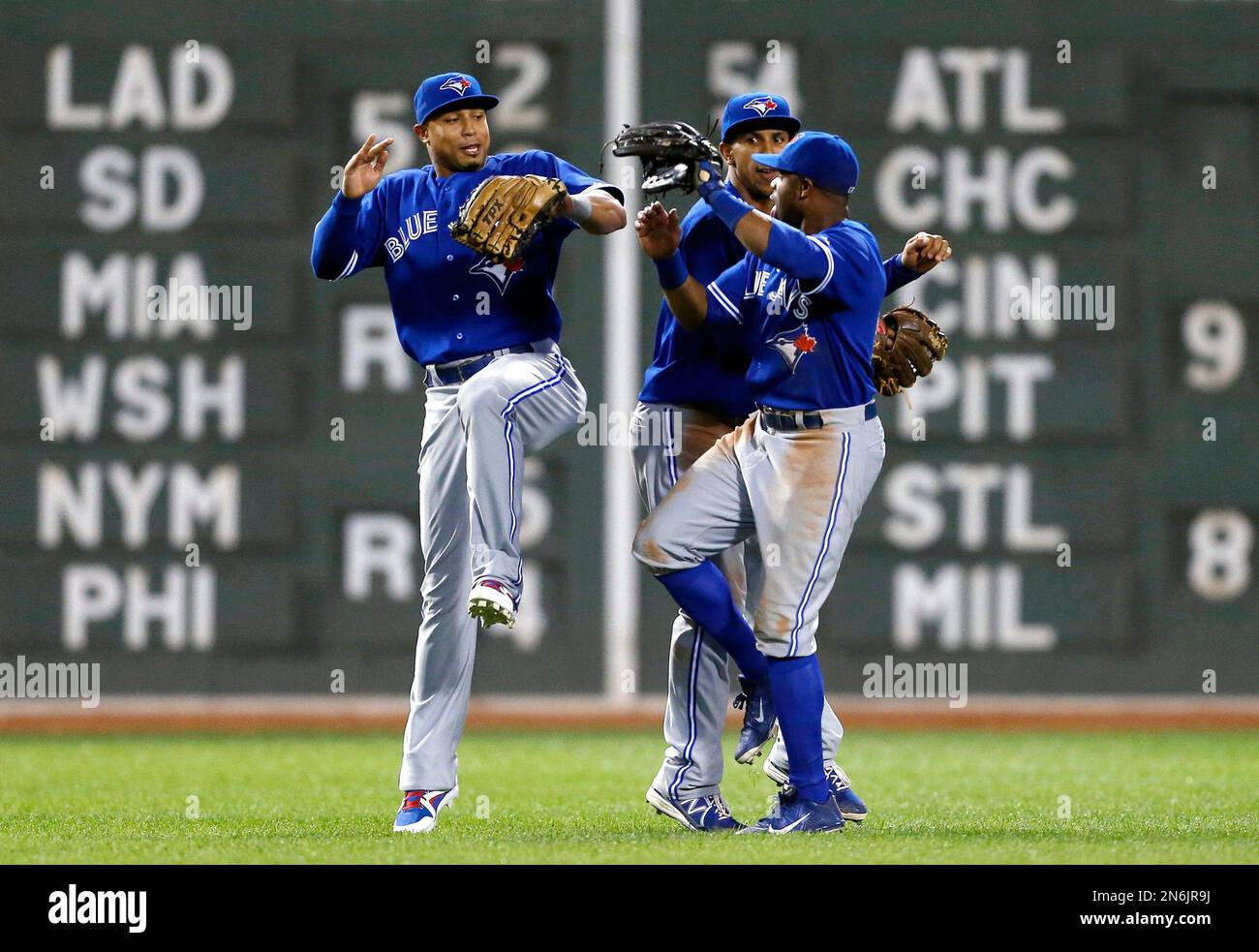Toronto Blue Jays outfielders Rajai Davis, Moises Sierra and Anthony ...