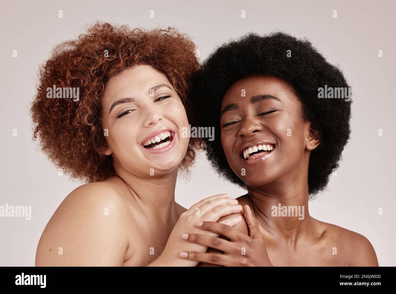 Friends, beauty and face with skincare and women, happy with inclusive ...