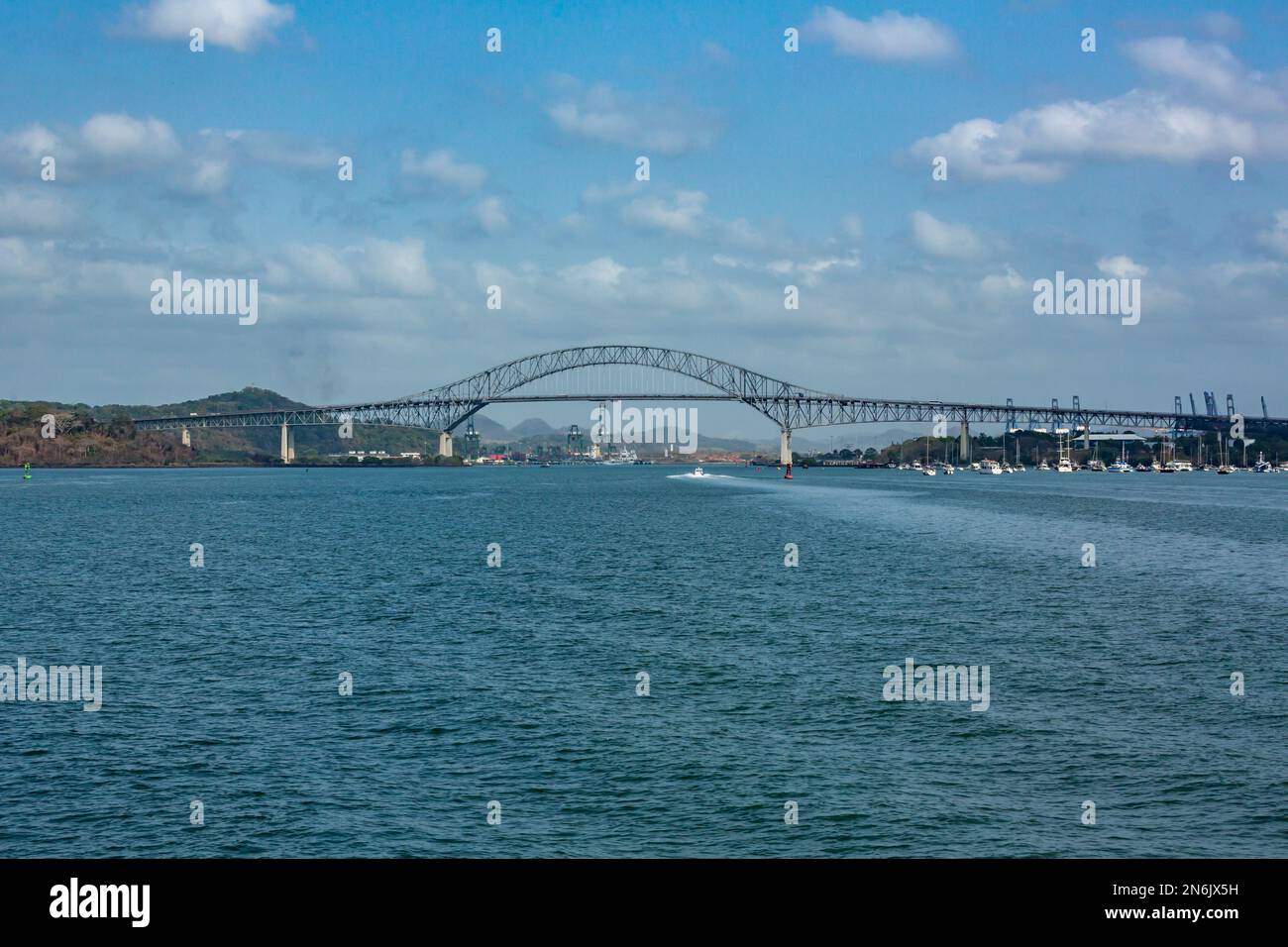 The Bridge of the Americas, formerly the Thatcher Ferry Bridge, spans ...
