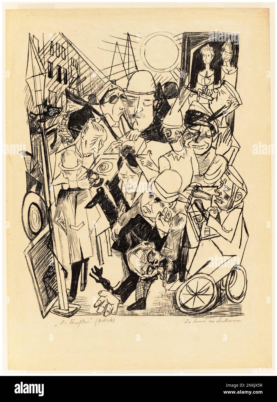 Max Beckmann, The Street, lithographic print from a drawing in chalk ...