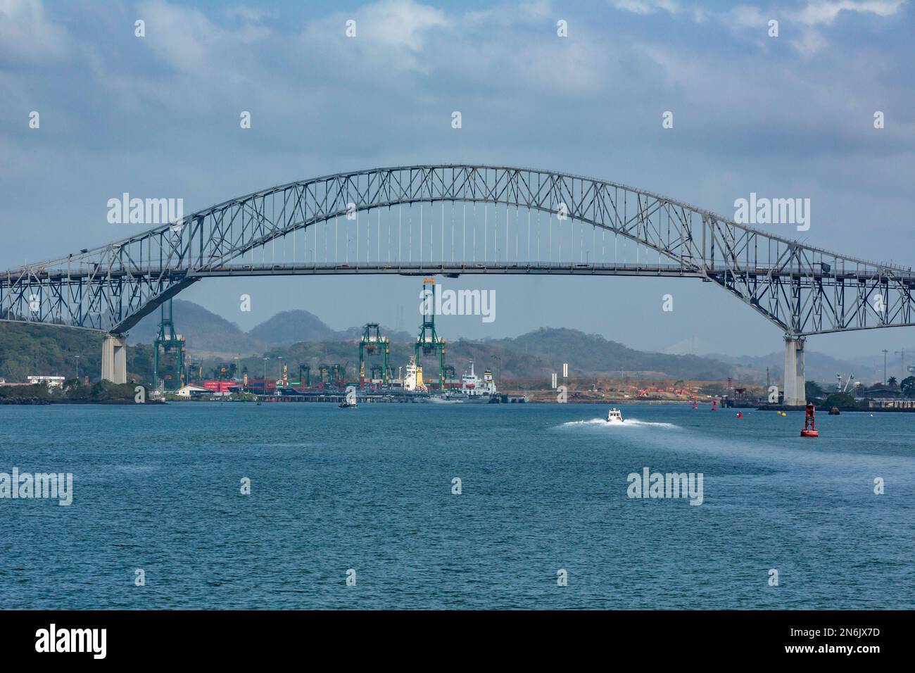 The Bridge of the Americas, formerly the Thatcher Ferry Bridge, spans ...