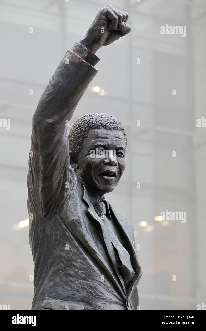 A statue of former South African President Nelson Mandela stands ...