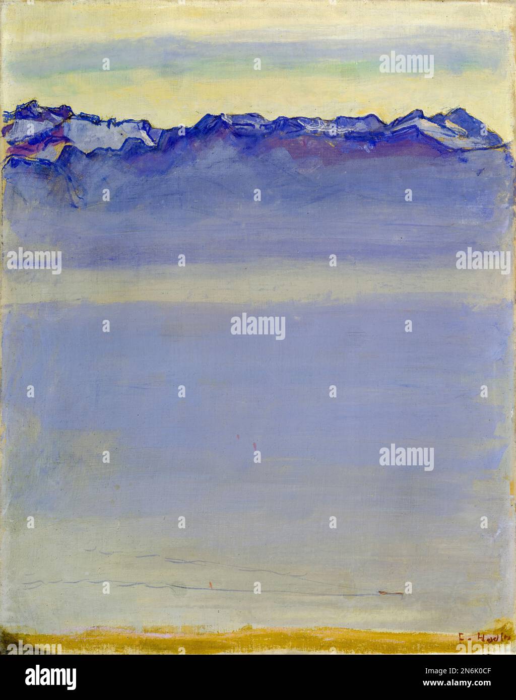 Ferdinand Hodler, Lake Geneva with the Savoy Alps, landscape painting ...