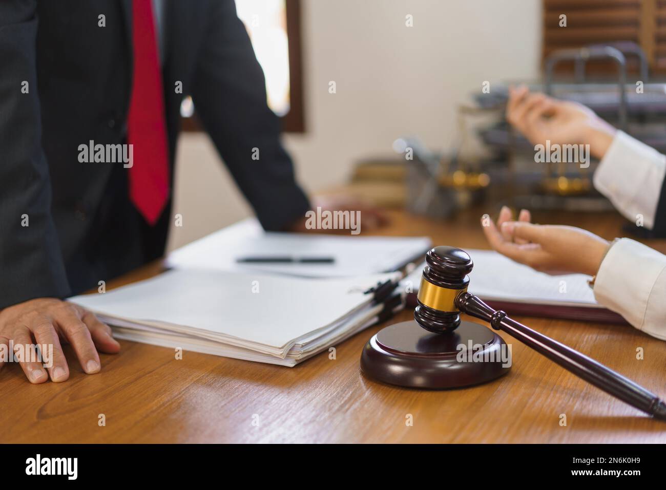 Legal and justice concept, Female lawyer shows contract to explains and ...