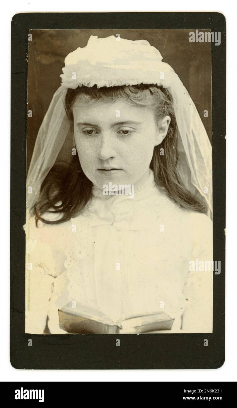 Original Victorian CDV of serious young Catholic girl in First Holy ...