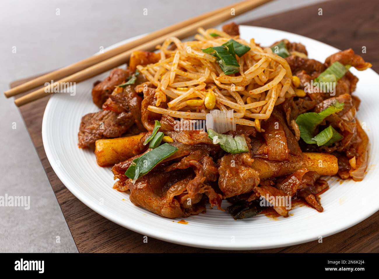 Bulgogi Seasoned with Gochujang. Foods with Pork and Bean Sprouts ...