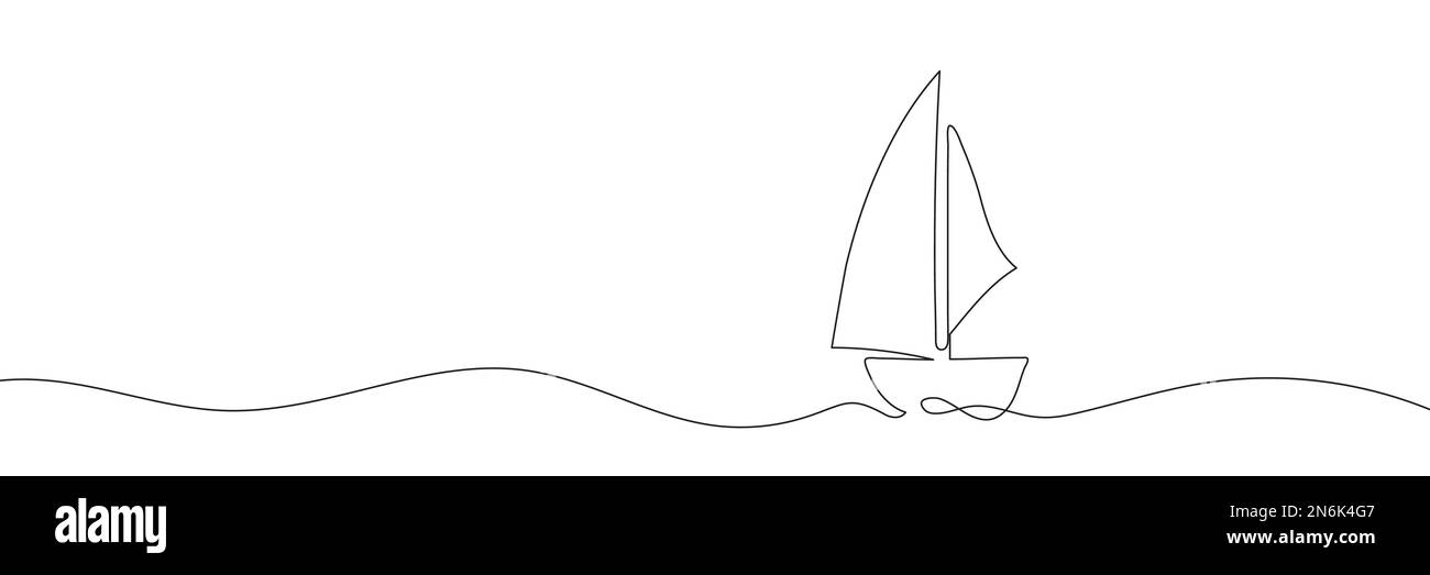Continuous line Abstract silhouette of a sailboat. Vector illustration ...