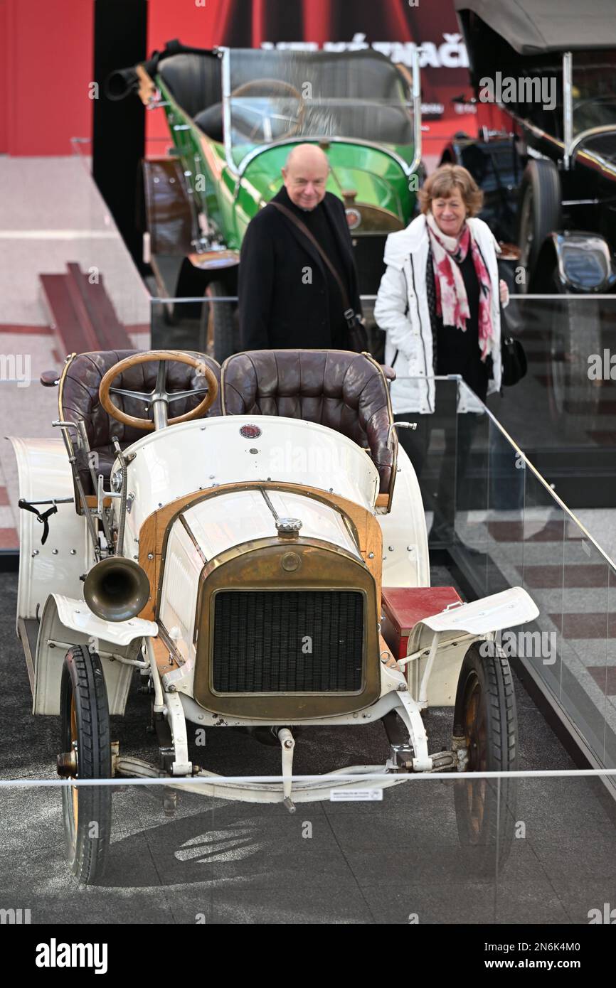 Modrice, Czech Republic. 09th Feb, 2023. Exhibition of veteran cars in ...