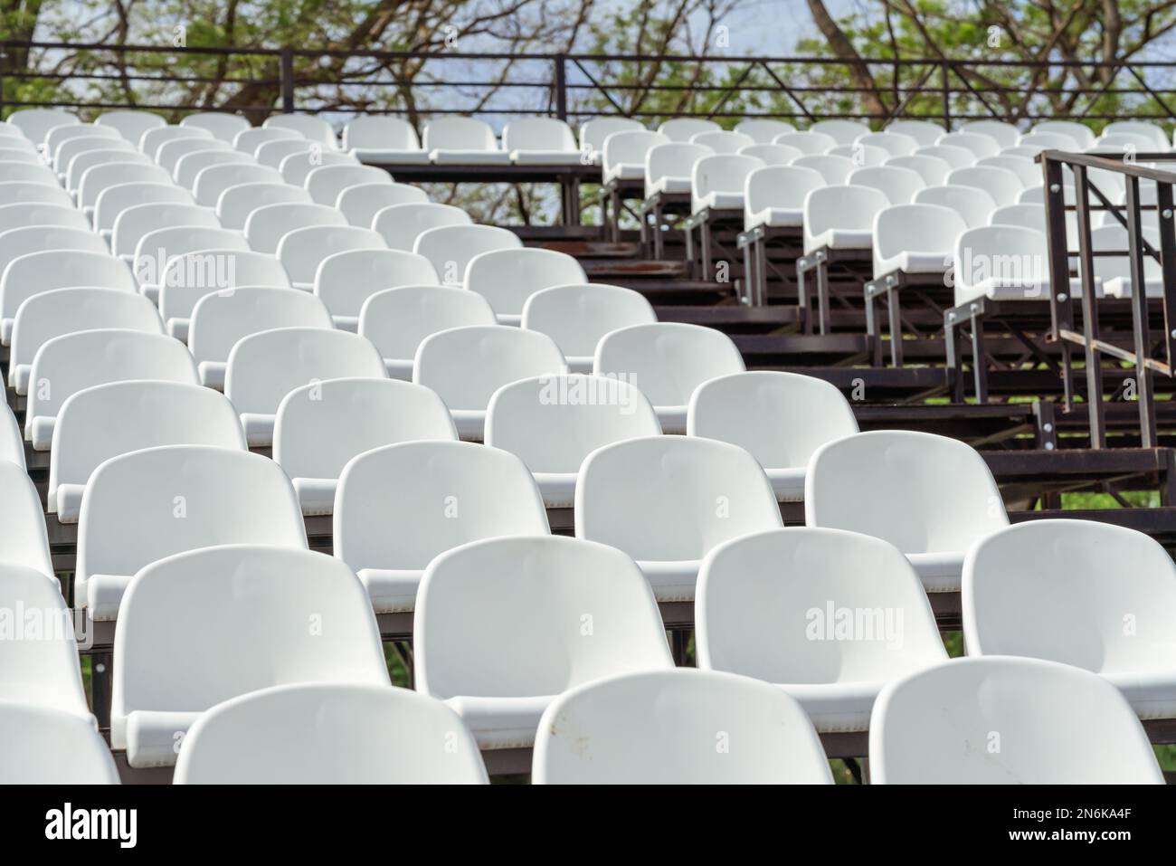 Seats of tribune on sport stadium. Concept of fans, chairs for audience ...