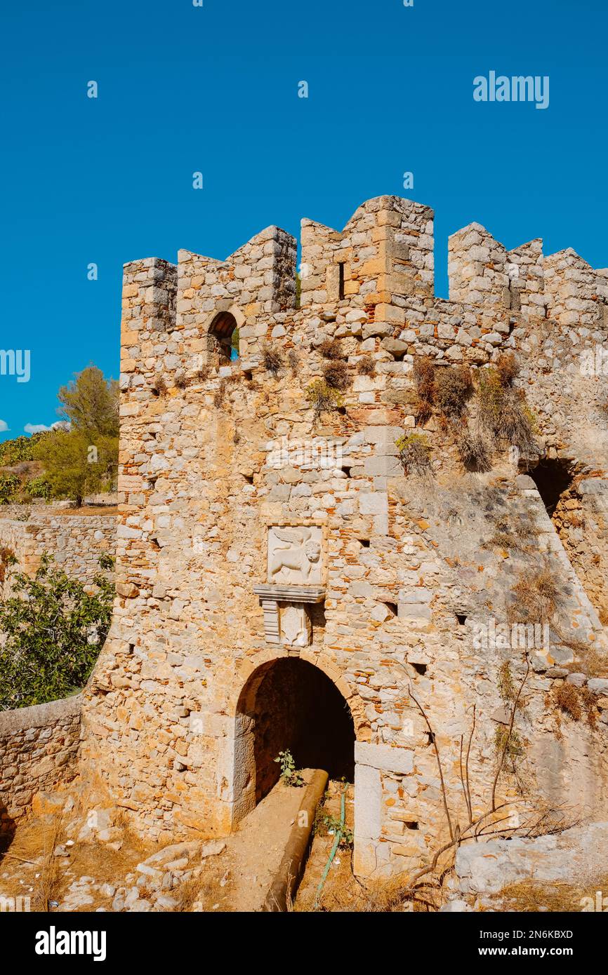 a tower of the remains of the Fortress of Acronauplia in Nafplio ...