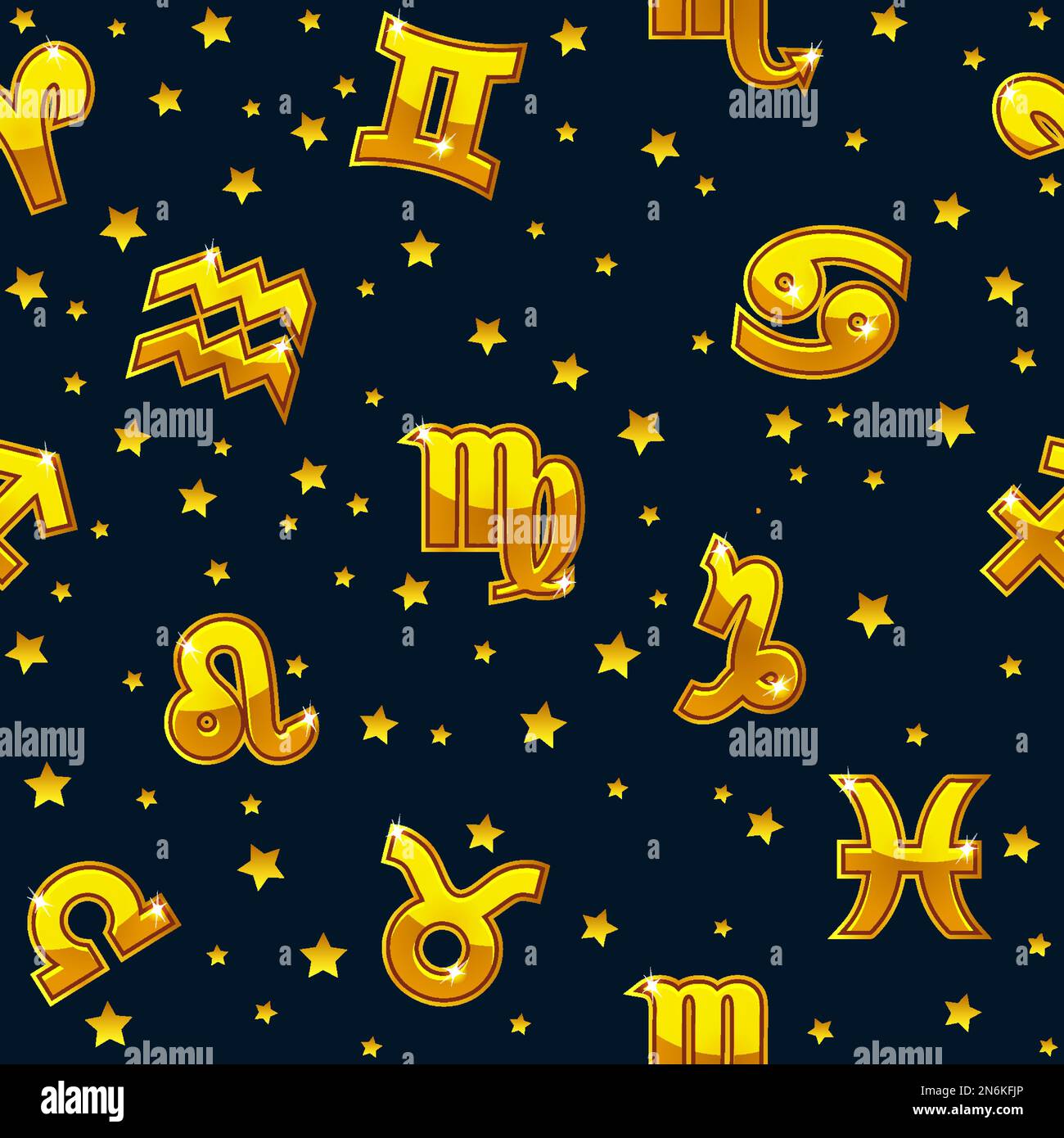 Background with golden signs of the zodiac. Astrology seamless pattern ...