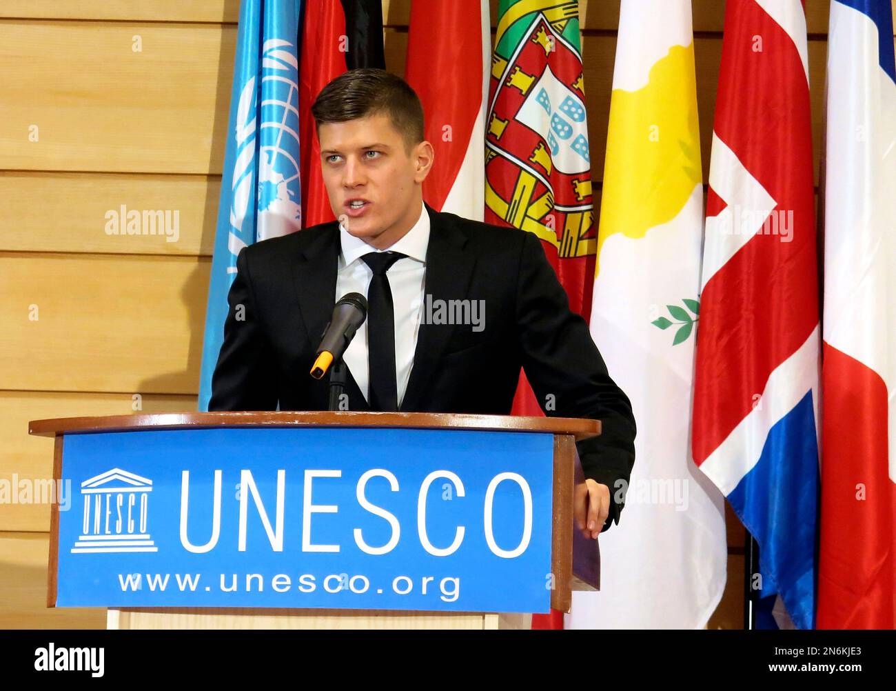 Hungarian Olympic gold-medal-winning swimmer Daniel Gyurta speaks at ...