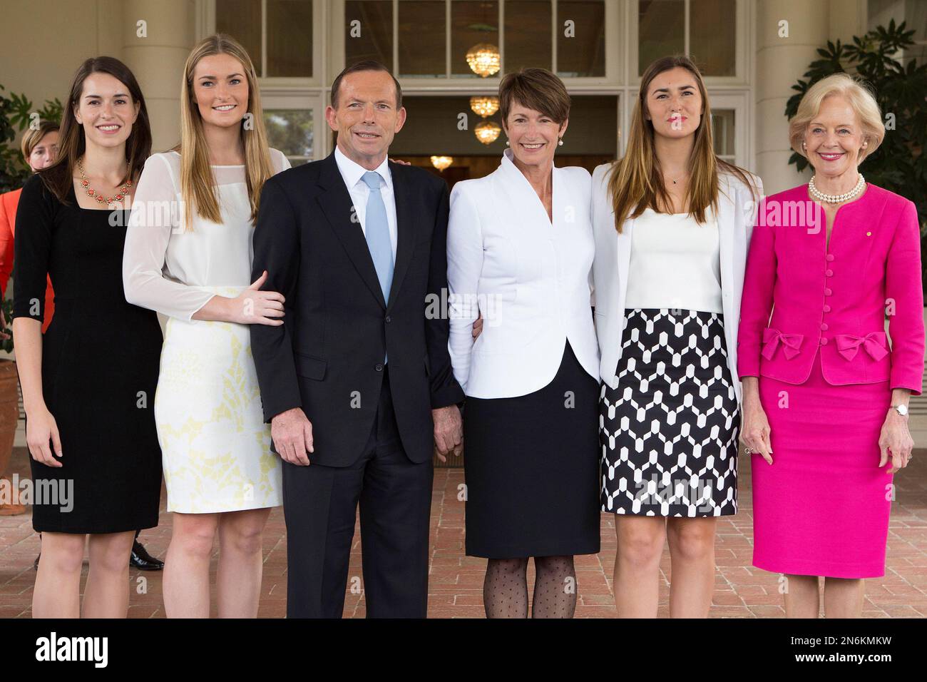 Tony Abbott, third from left, poses for a photo with, from left ...