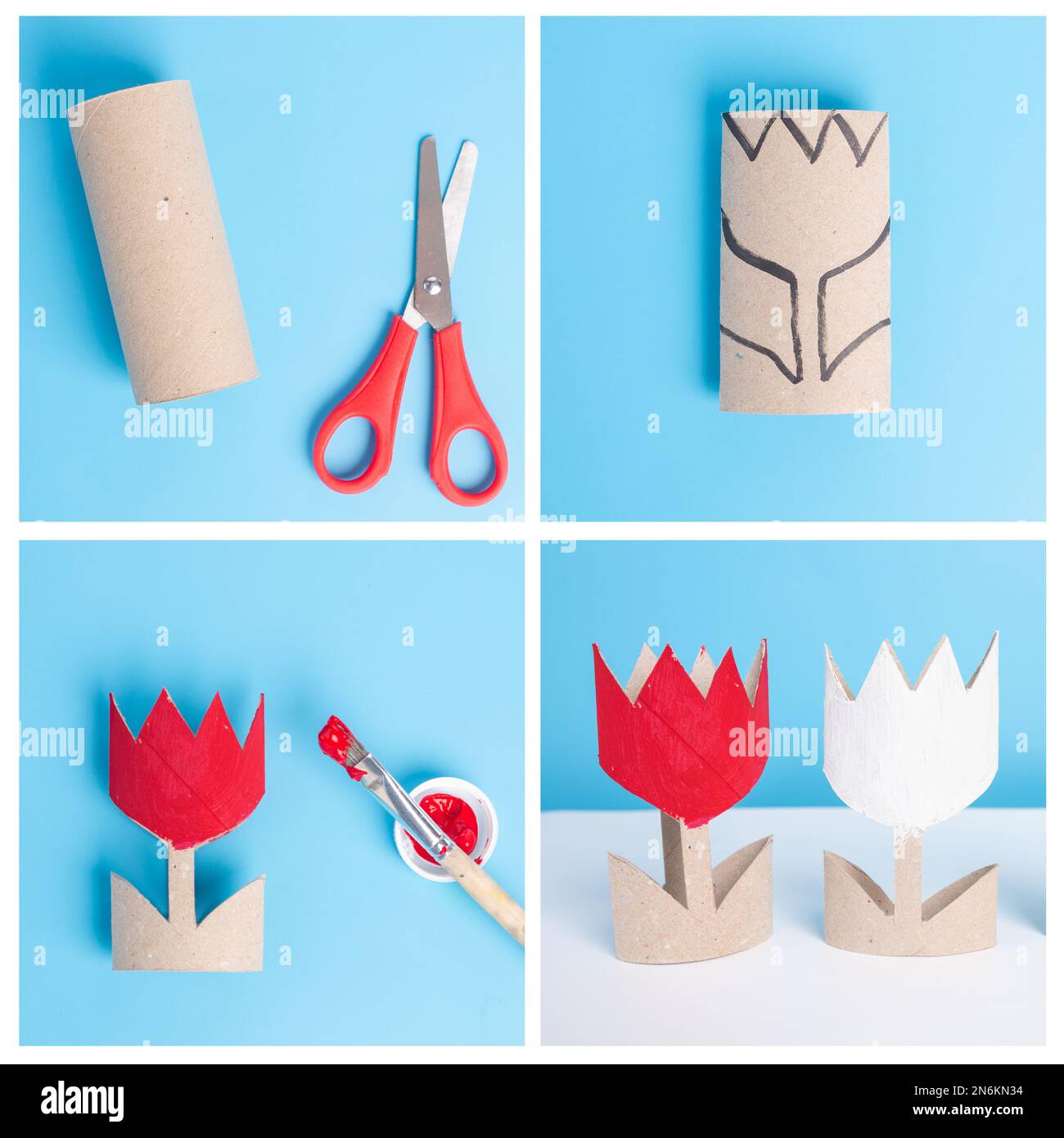 tulip paper craft, recycle concept, DIY, tutorial Stock Photo - Alamy