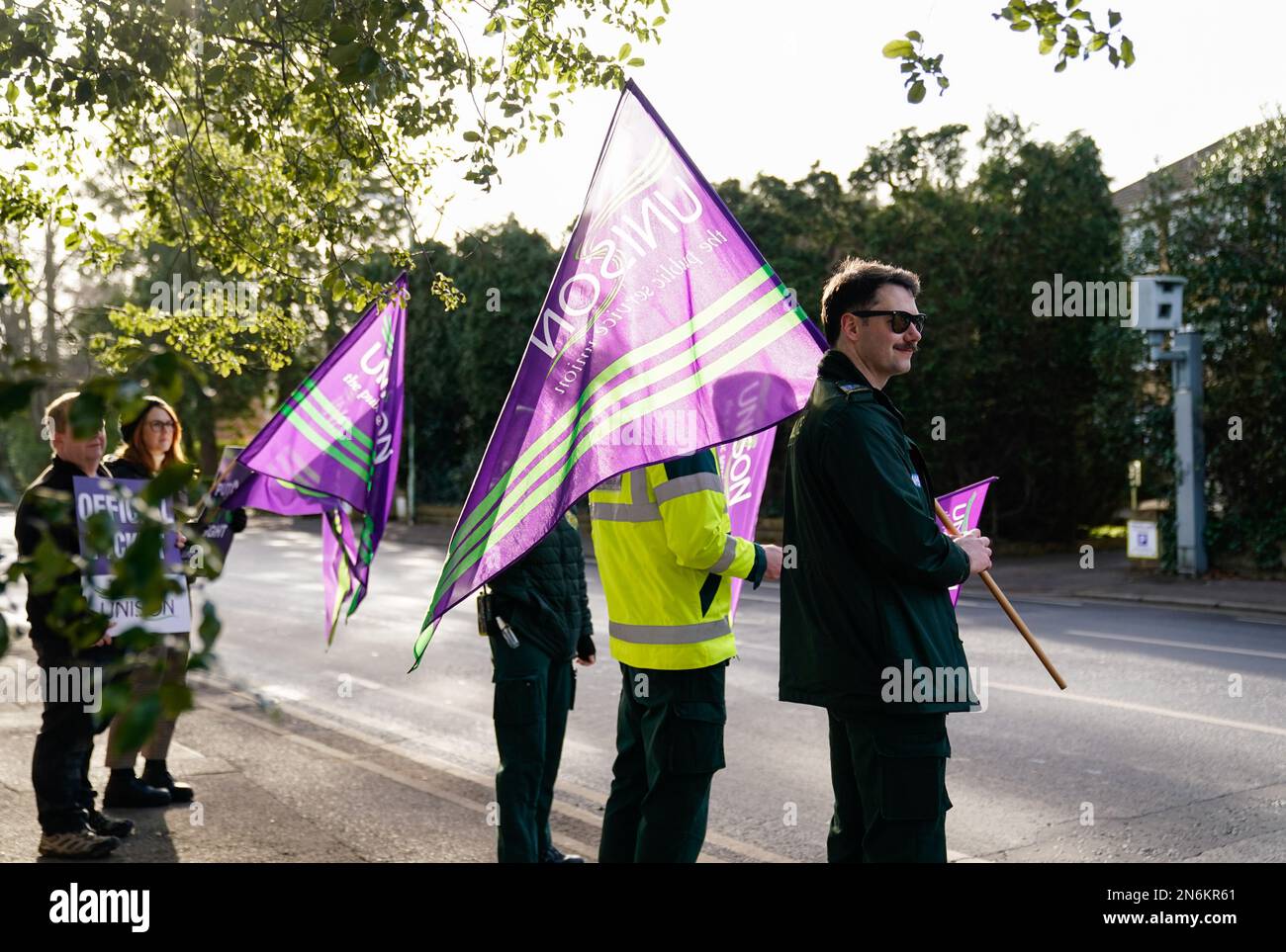 Ambulance workers on the picket line near to Bournemouth Ambulance ...