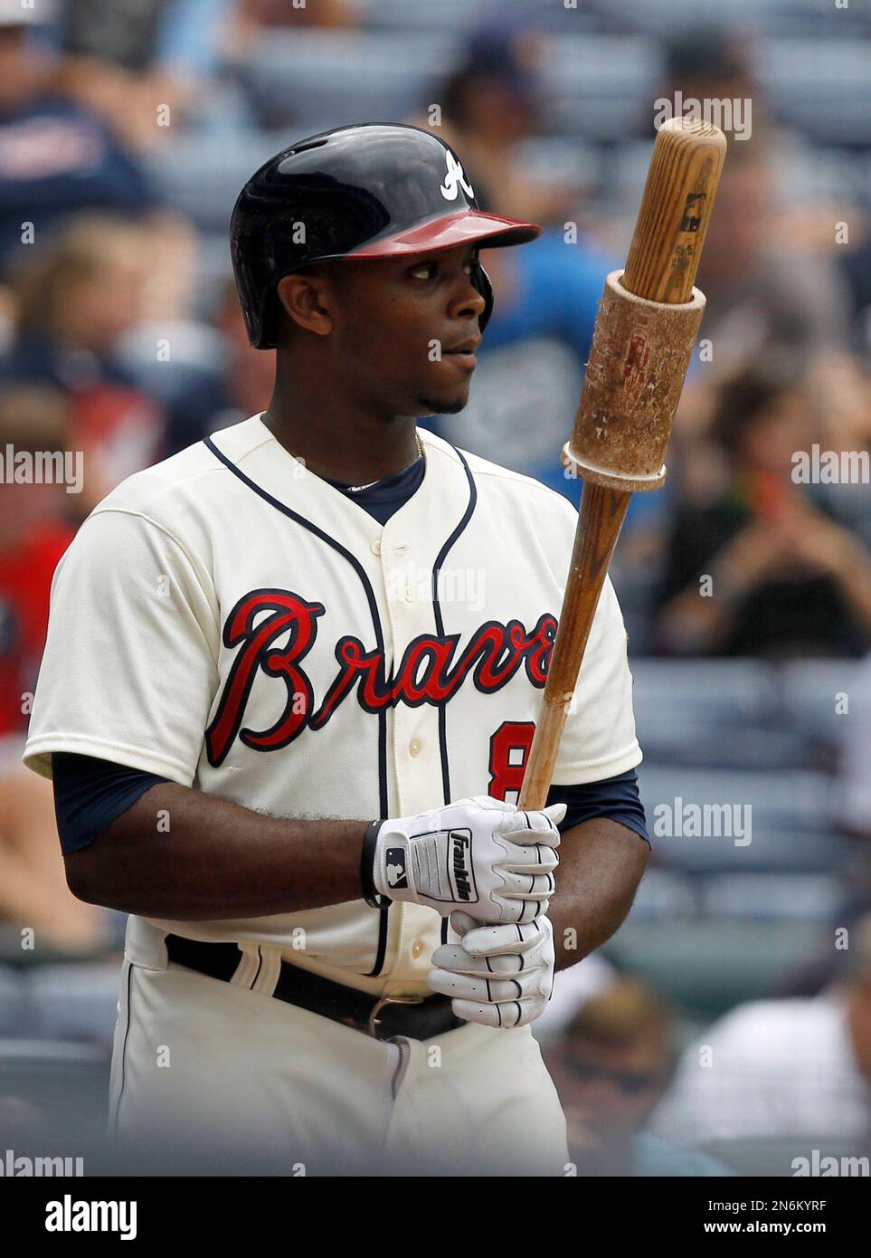 Atlanta Braves outfielder Justin Upton (8) gets ready to bat in the ...