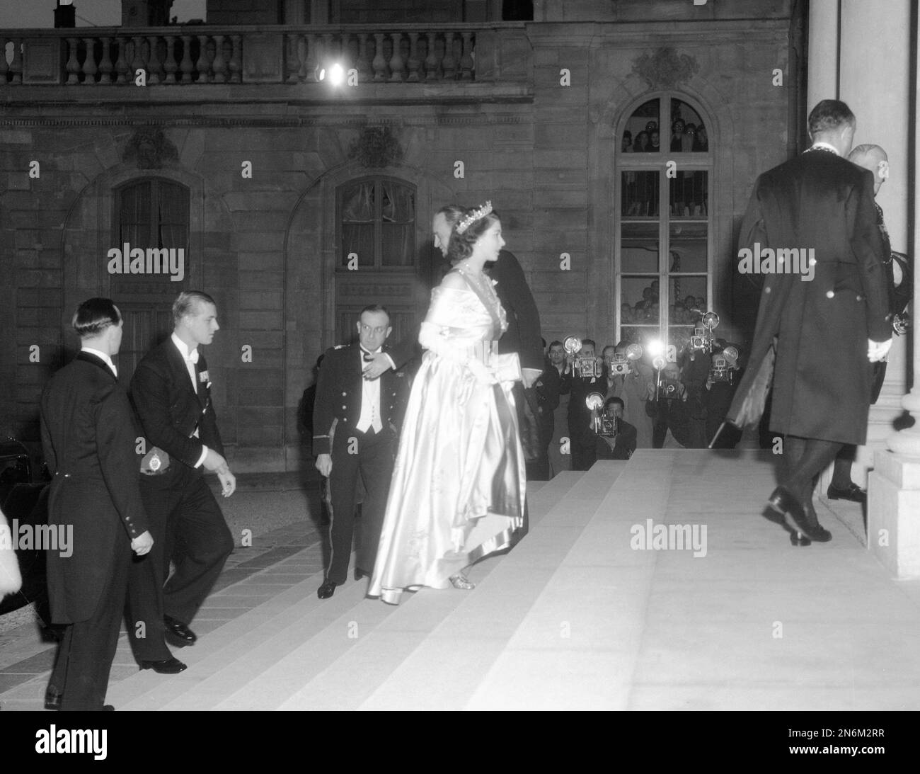 Britain's Princess Elizabeth, followed by her husband the Duke of ...