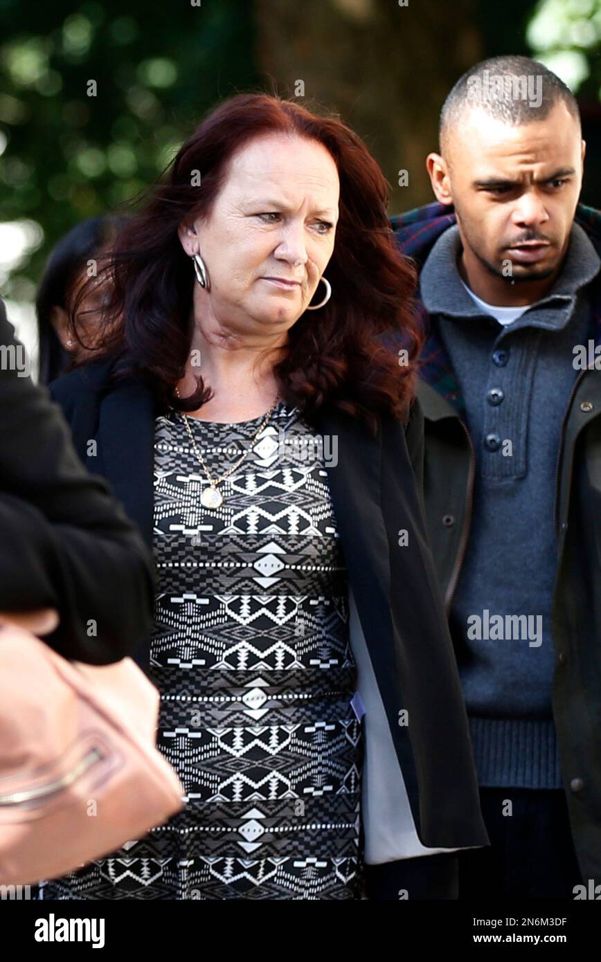 Pam Duggan, mother of Mark Duggan, left, arrives with her son Marlon ...